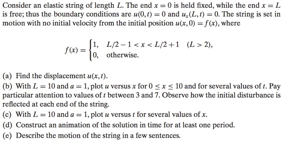 Solved Consider an elastic string of length L. The end x 0 | Chegg.com