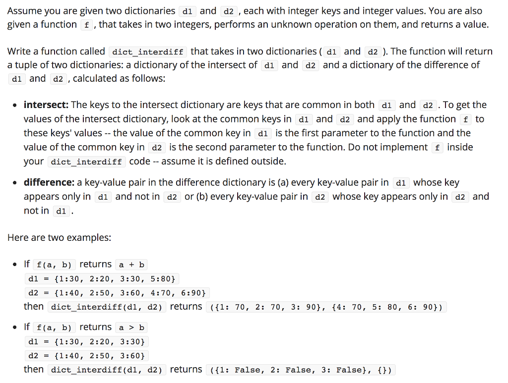 Assume you are given two dictionaries d1 and d2 each | Chegg.com Assume you are given two dictionaries d1 and d2 each | Chegg.com