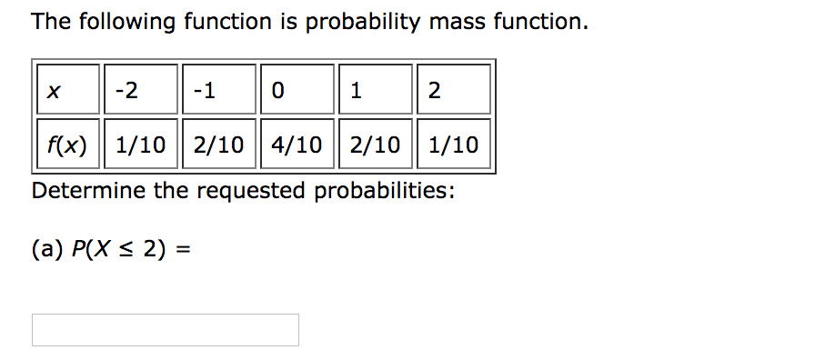 Solved The following function is probability mass function. | Chegg.com