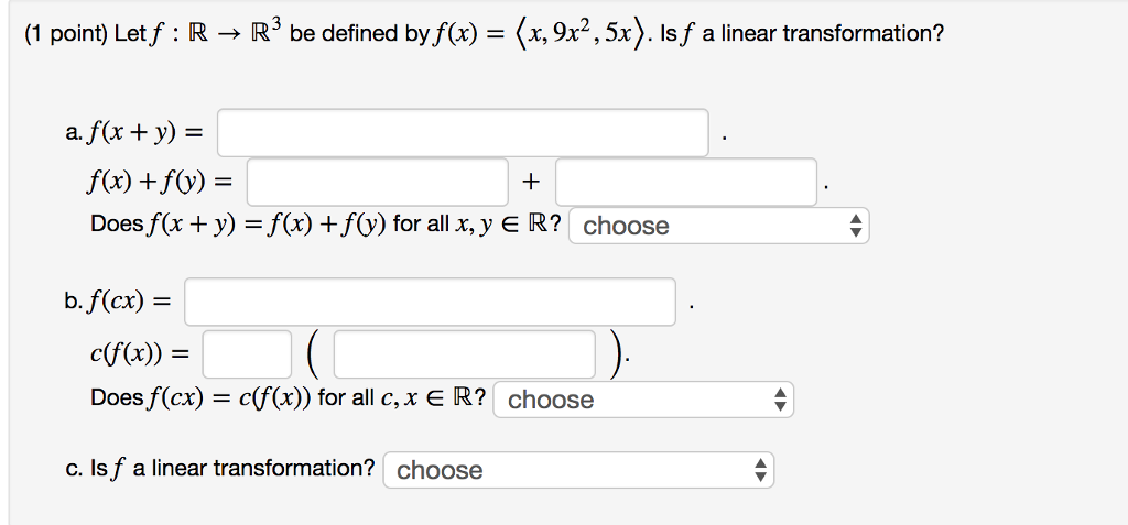 Solved Let f: R rightarrow R^3 be defined by f(x) = (x, | Chegg.com