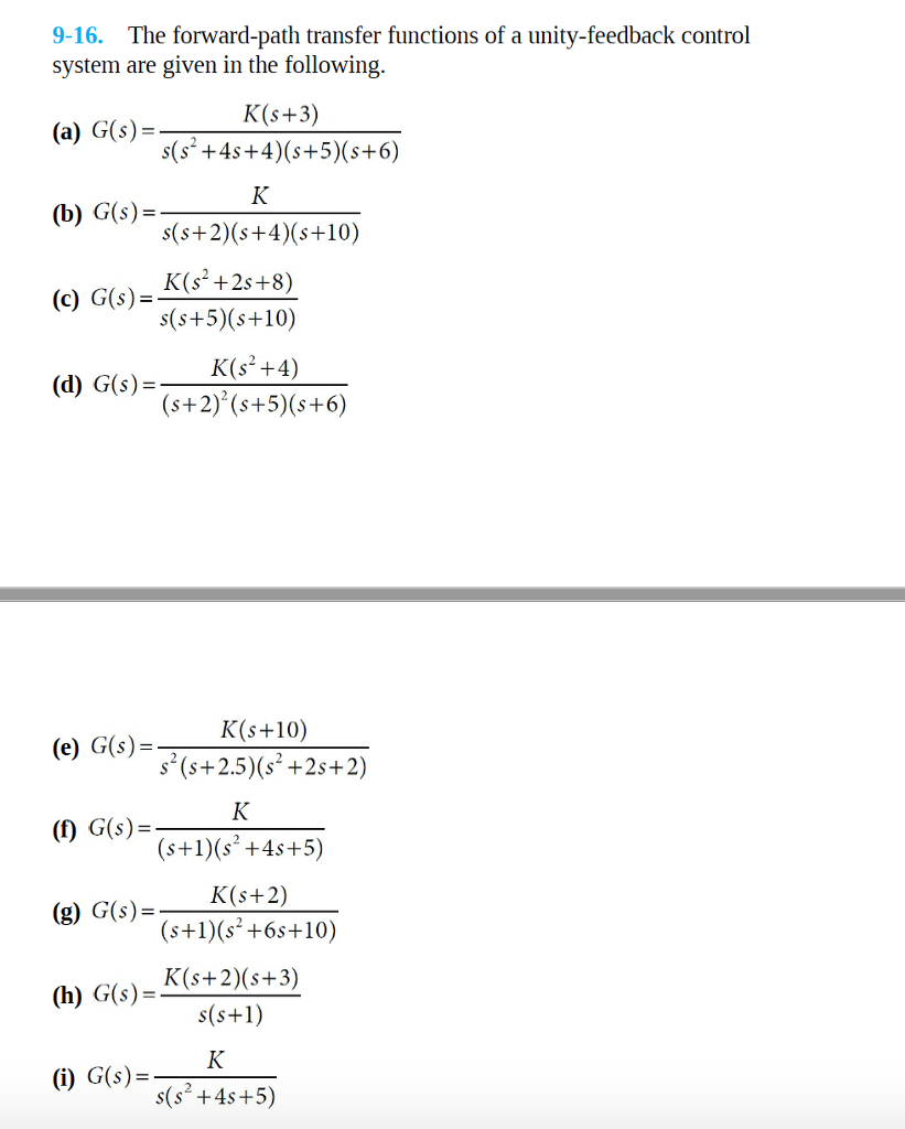 Solved 9 16 The Forward Path Transfer Functions Of A