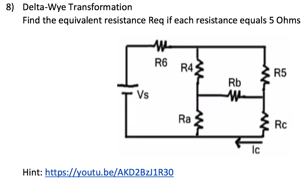 Solved Delta-Wye Transformation Find the equivalent | Chegg.com