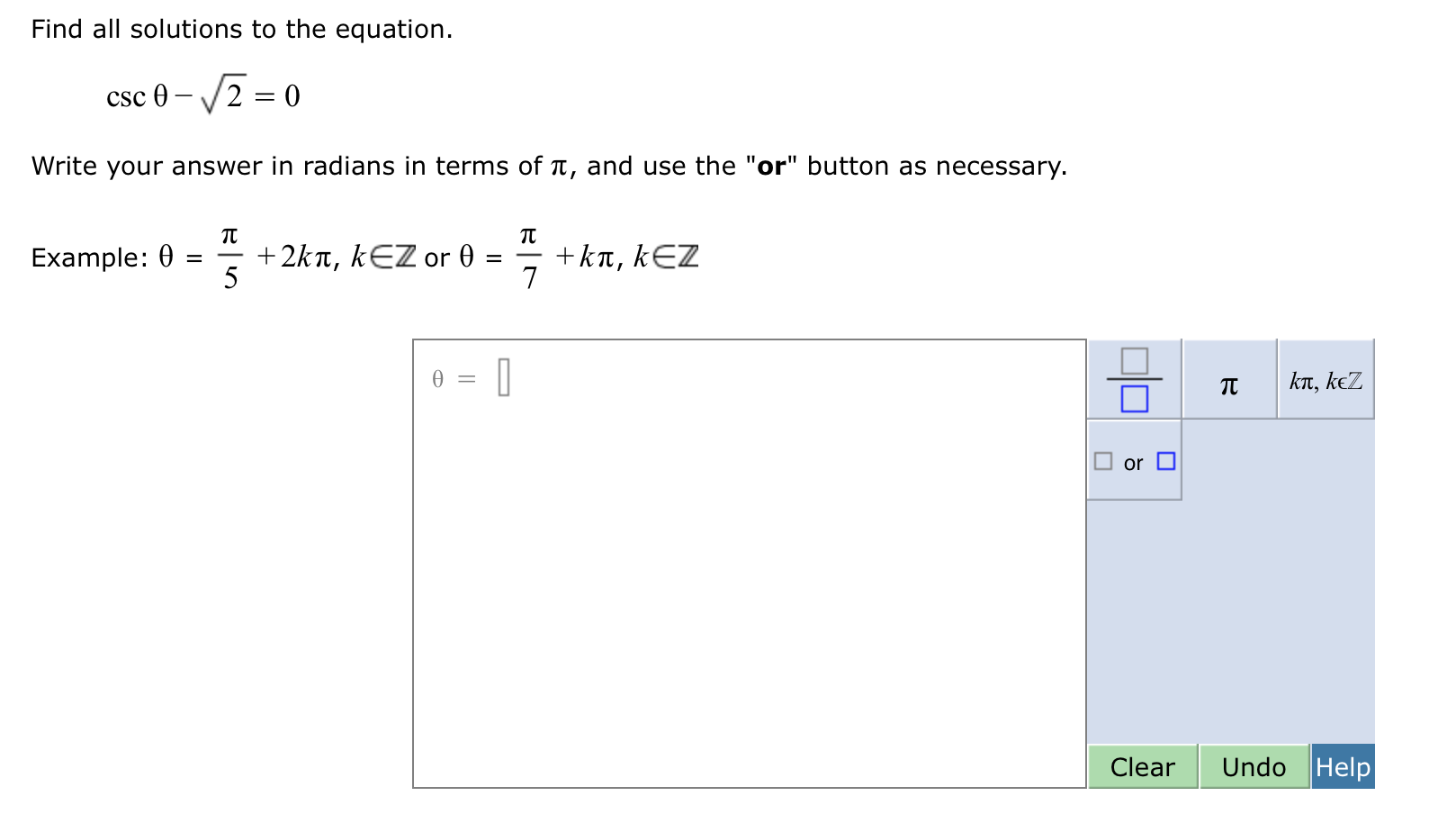 Solved Find all solutions to the equation. csc theta - | Chegg.com