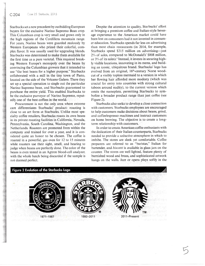 Solved CASE STARBUCKS, 2015 240 20 In 2015, Starbucks was | Chegg.com