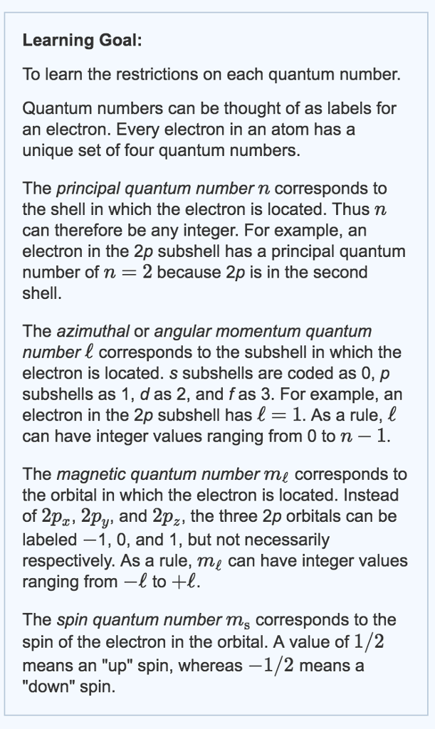 Solved Learning Goal: To learn the restrictions on each | Chegg.com