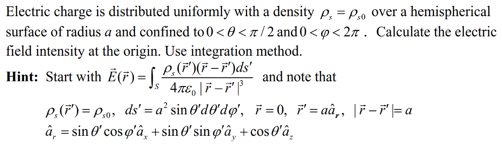 Solved Electric charge is distributed uniformly with a | Chegg.com