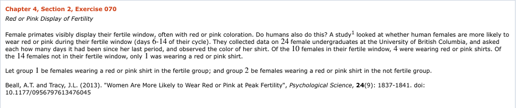 Solved Chapter 4, Section 2, Exercise 070 Red or Pink | Chegg.com