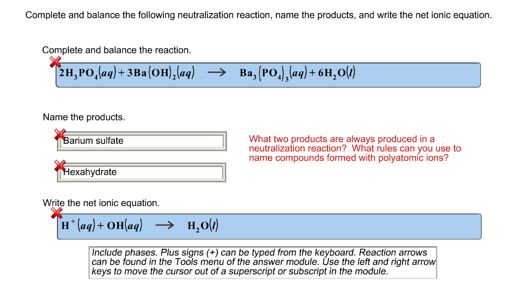 Solved Complete and balance the following neutralization | Chegg.com