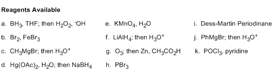 Solved From the table of available reagents select the | Chegg.com