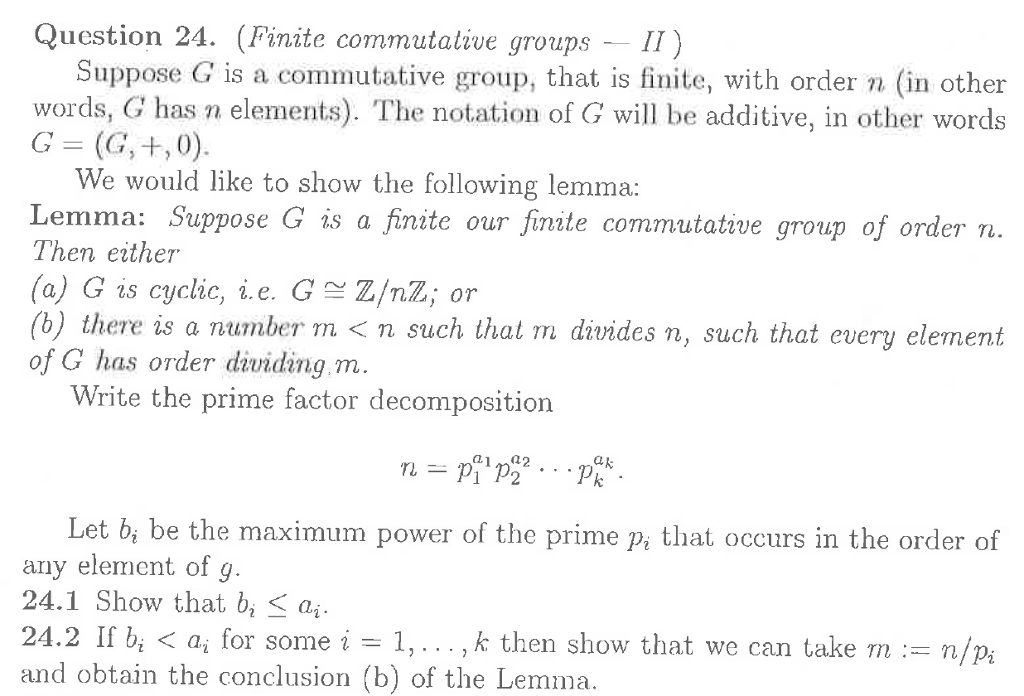 Question 24. (Finite commutative groups II) Suppose G | Chegg.com