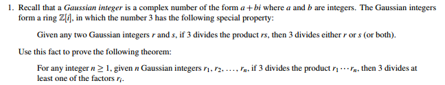 Recall that a Gaussian integer is a complex number of | Chegg.com