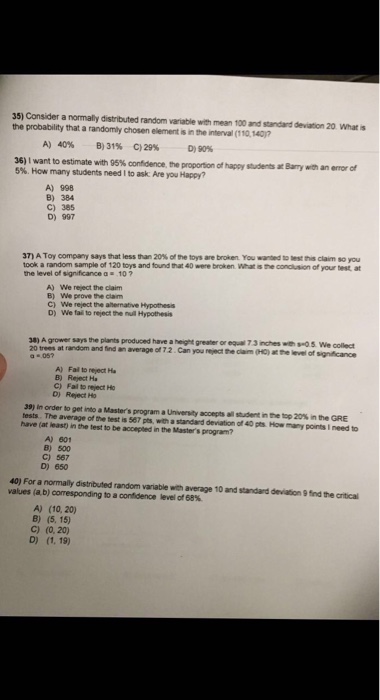 Solved Consider a normally distributed random variable with | Chegg.com