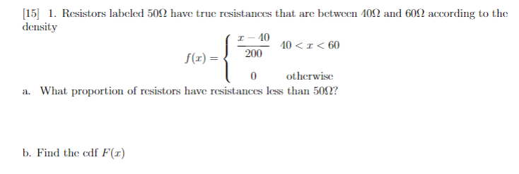 Solved 115 1. Resistors labc1d 50Ω have true resistances | Chegg.com