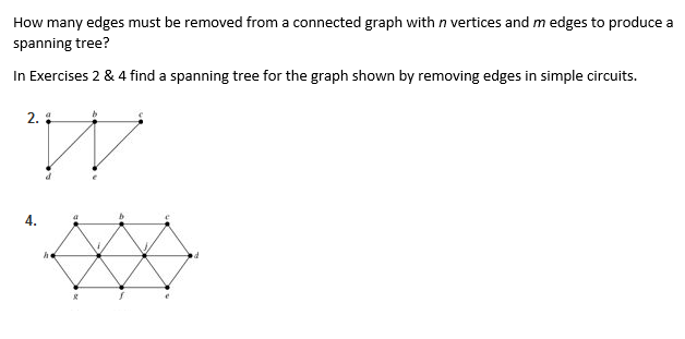 Solved How many edges must be removed from a connected graph | Chegg.com