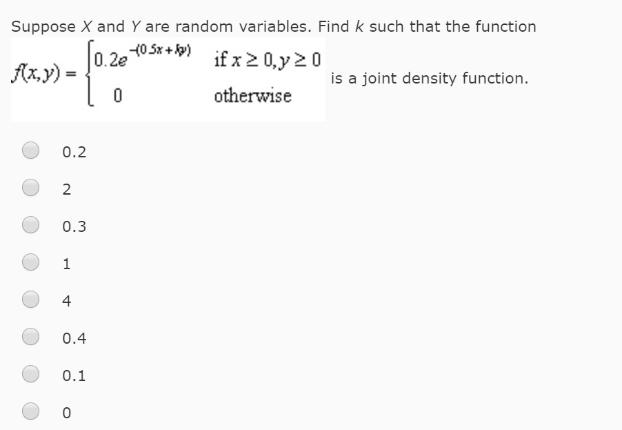 Solved Suppose X and Y are random variables. Find k such | Chegg.com