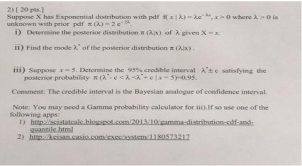 Suppose X Has Exponential Distribution With Pdf Fx 