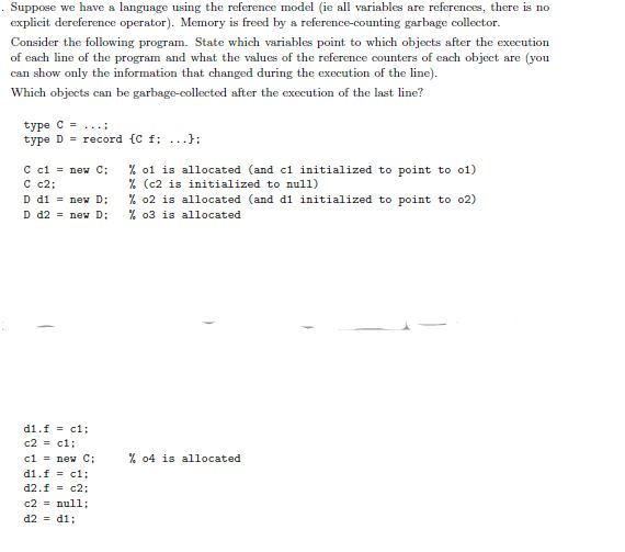Solved Suppose we have a language using the reference model | Chegg.com
