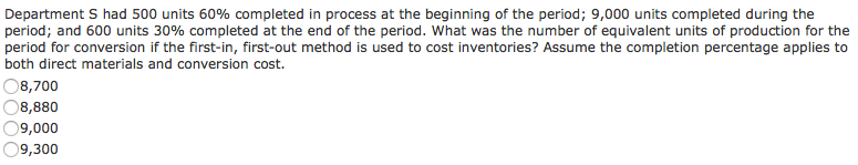 Solved Department S had 500 units 60% completed in process | Chegg.com