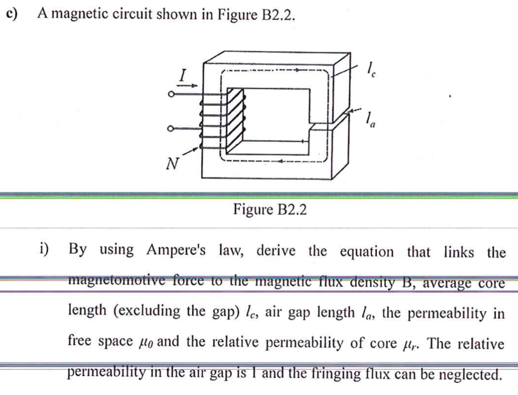 Solved c) A magnetic circuit shown in Figure B2.2. -- D 2 | Chegg.com