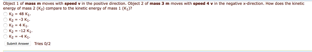 Solved Object 1 of mass m moves with speed v in the positive | Chegg.com