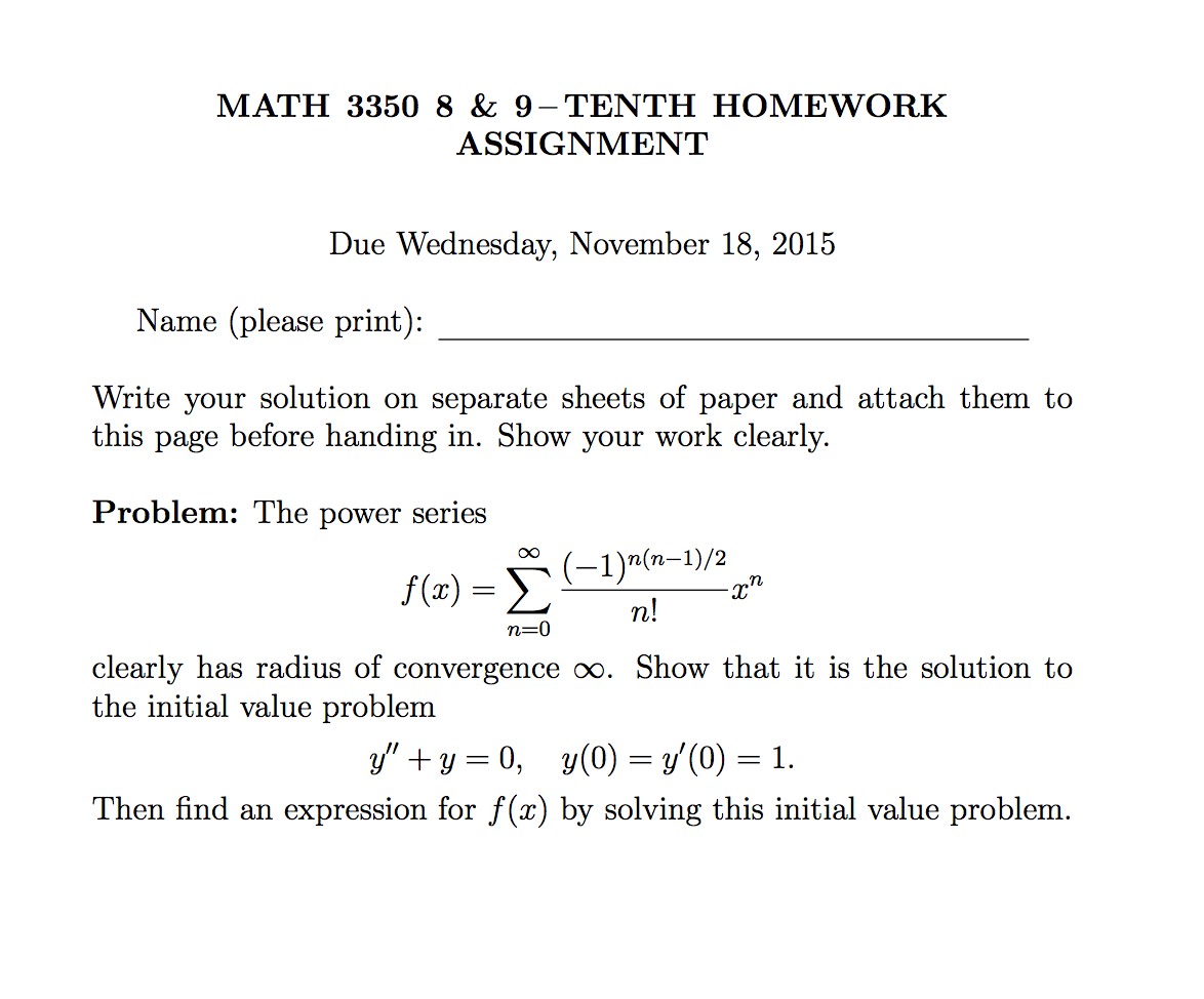Write your solution on separate sheets of paper and | Chegg.com