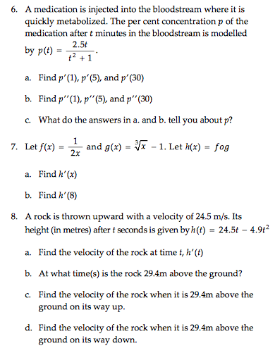 Solved 6. A medication is injected into the bloodstream | Chegg.com