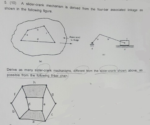 Solved 5. (10) A slider-crank mechanism is derived shown in | Chegg.com