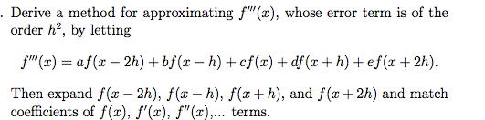 Solved Derive a method for approximating f"'(x), whose error | Chegg.com