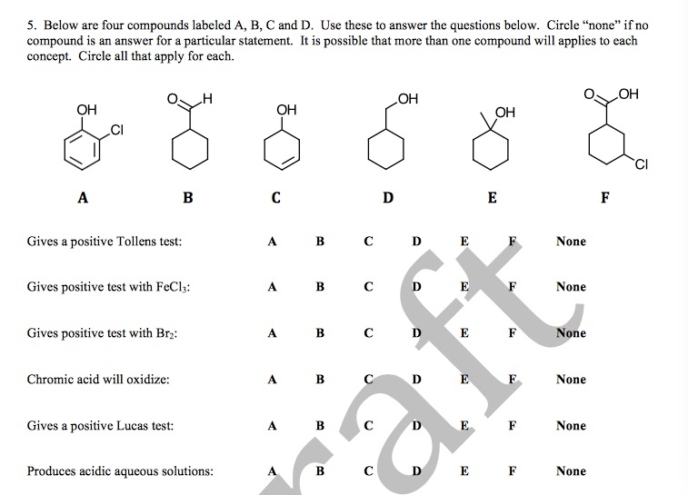 Solved 5. Below are four compounds labeled A, B, C and D. | Chegg.com
