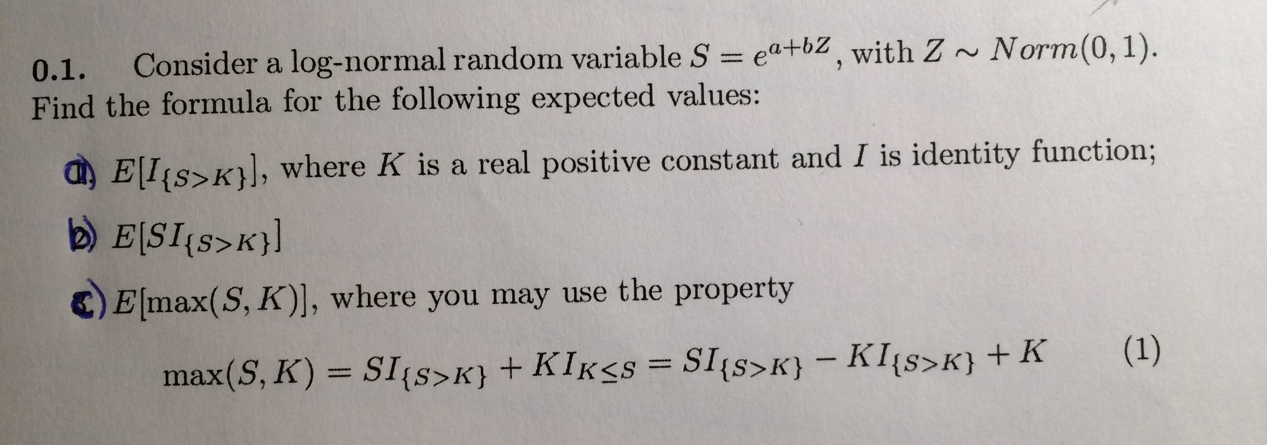 Solved 0 1 Consider A Log Normal Random Variable S