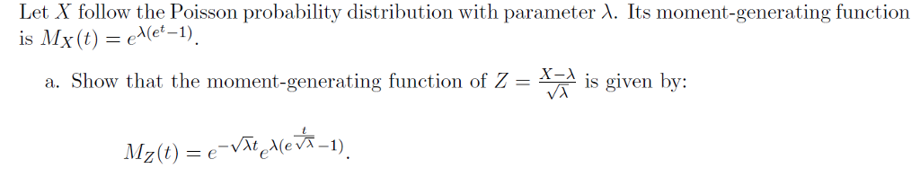 Solved Let X follow the Poisson probability distribution | Chegg.com