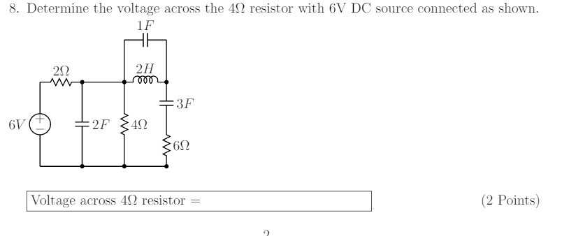 Solved Determine the voltage across the 4 Ohm resistor with | Chegg.com