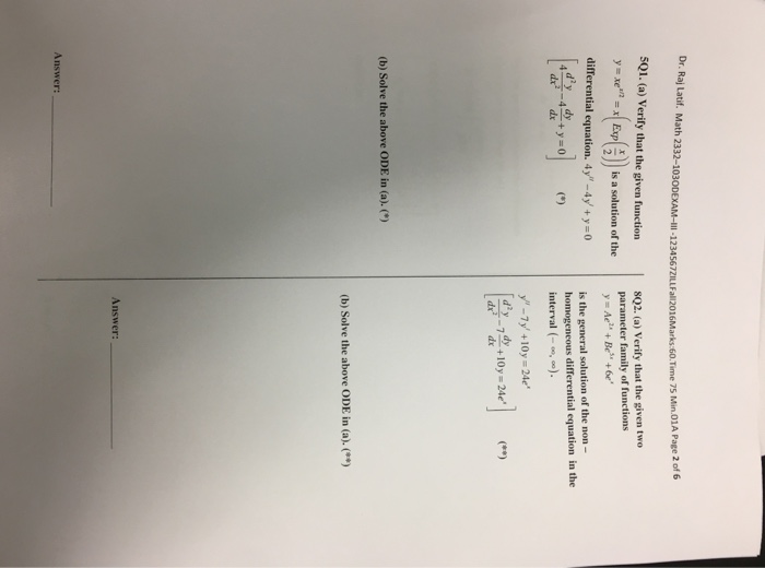 Solved Verify that the given function y = xe^1/2 = x (Exp | Chegg.com