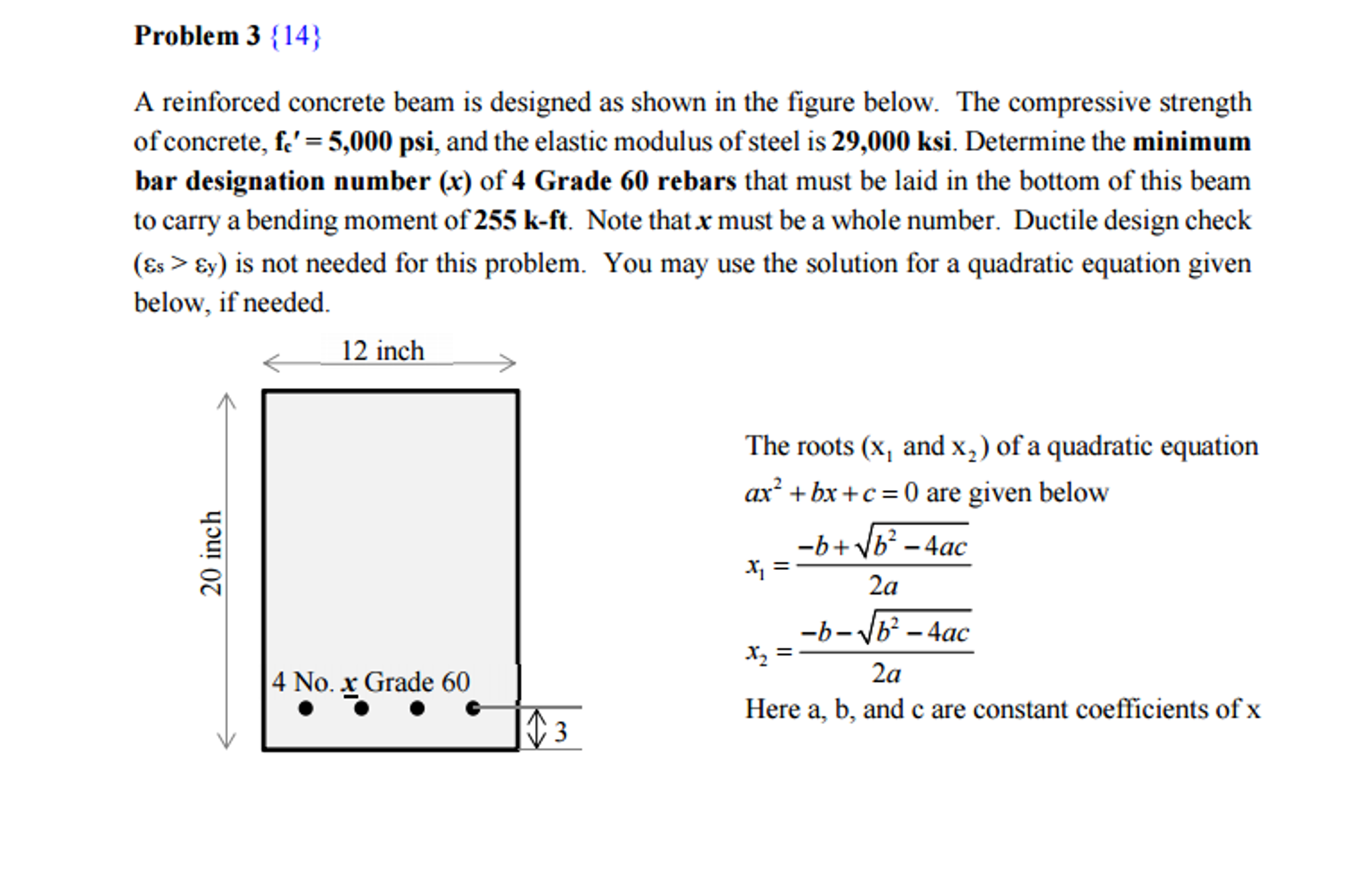 Solved A reinforced concrete beam is designed as shown in | Chegg.com