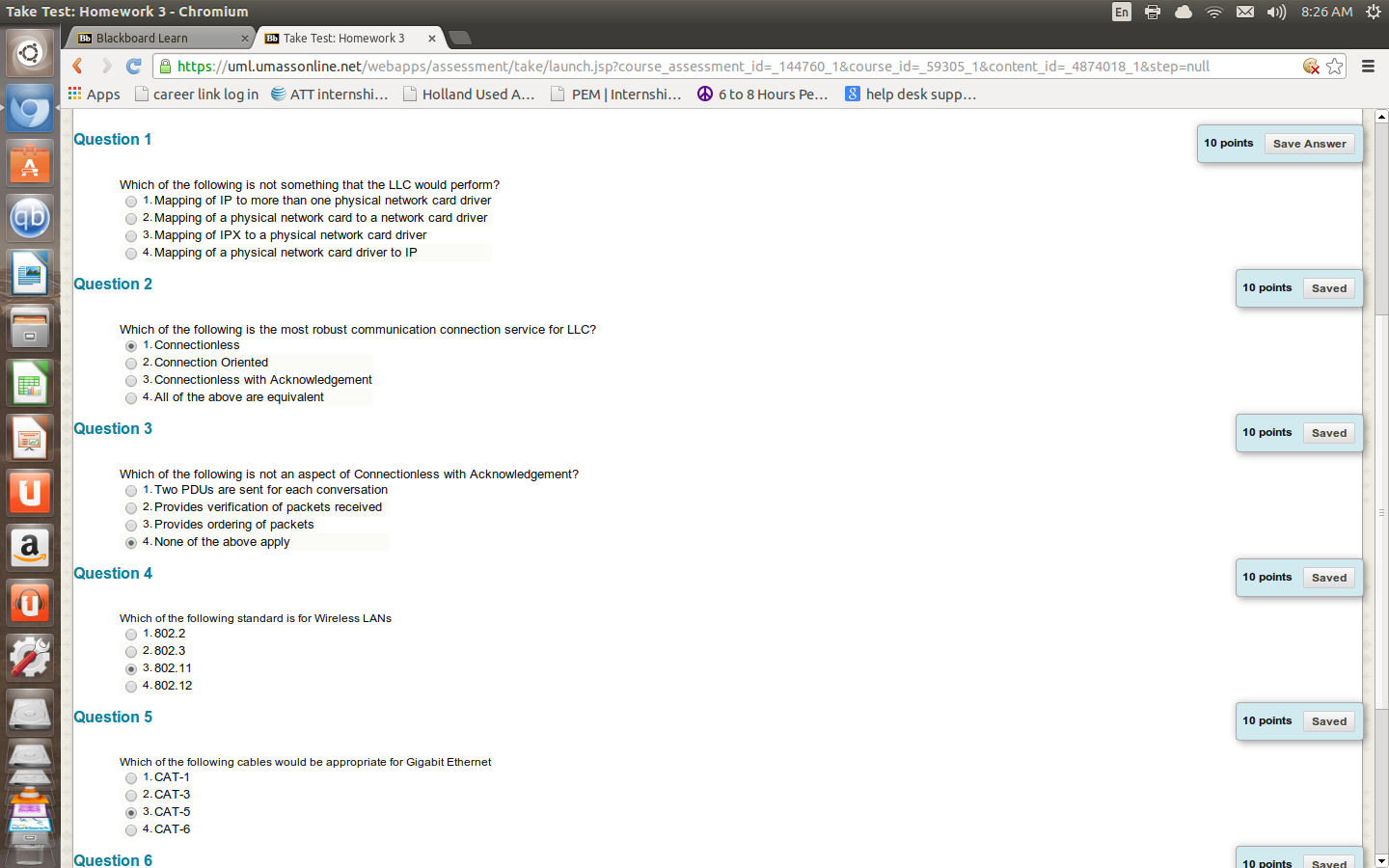 Solved Take Test: Homework 3 Chromium x Bb Take Test: | Chegg.com
