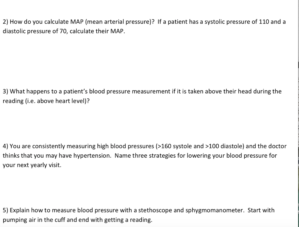 Solved 2 How Do You Calculate MAP mean Arterial Pressure Chegg