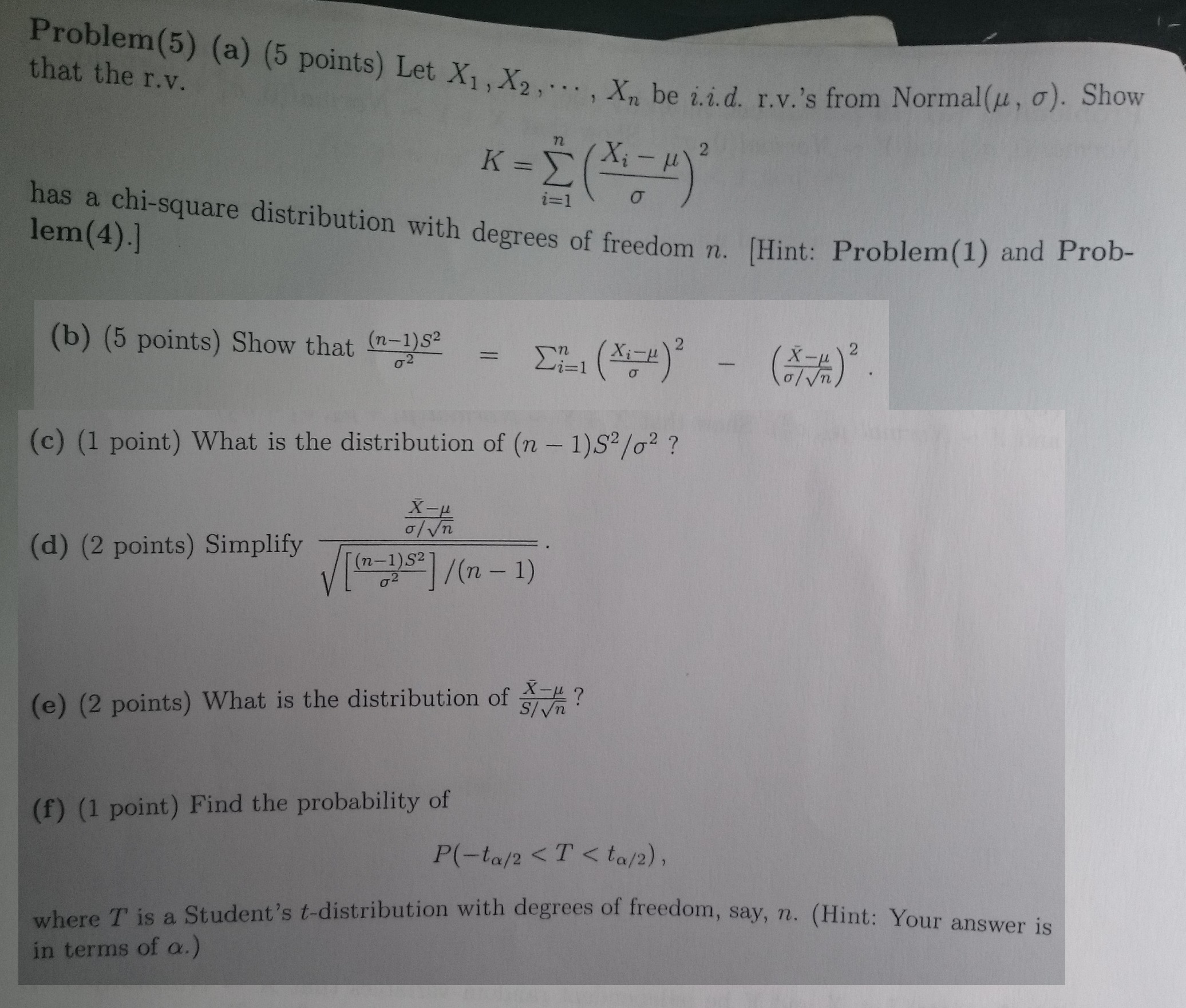 Solved Let X1 ,X2 ,... ,Xn be i.i.d. r.v.'s from Normal( mu, | Chegg.com