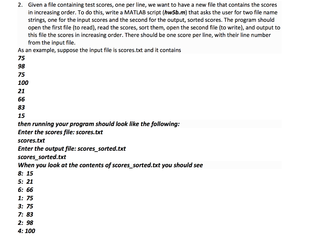 Solved 2. Given a file containing test scores, one per line, | Chegg.com