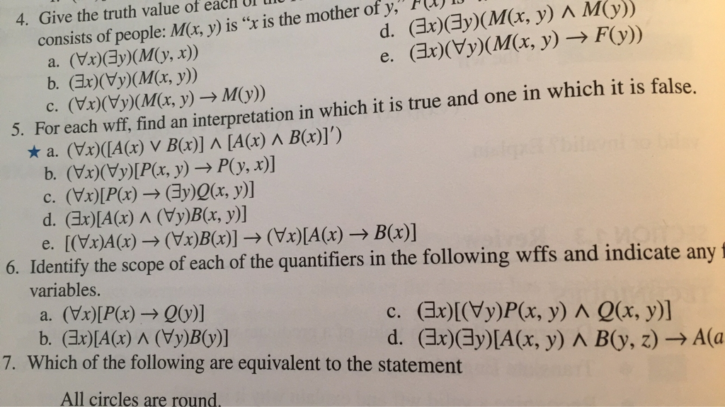 Solved For each wff, find an interpretation in which it is | Chegg.com