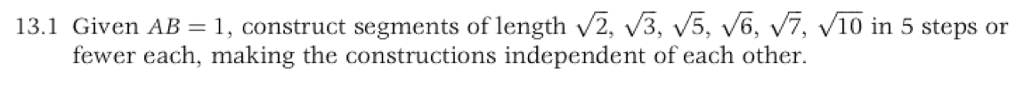 Solved Given AB = 1, construct segments of length Squareroot | Chegg.com
