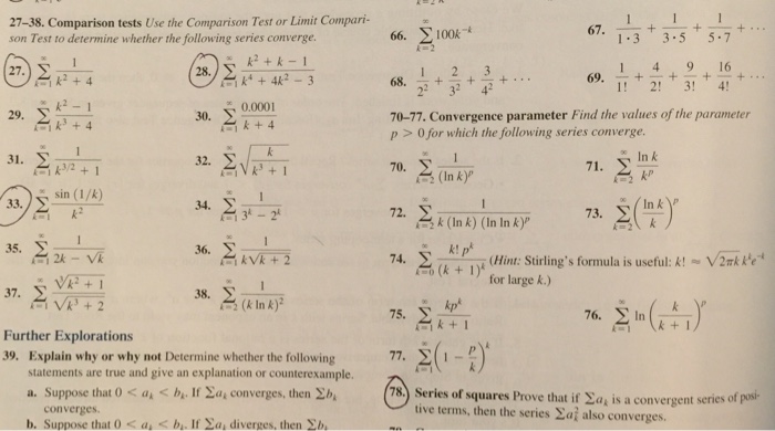 Solved Comparison tests Use the Comparison Test or Limit | Chegg.com
