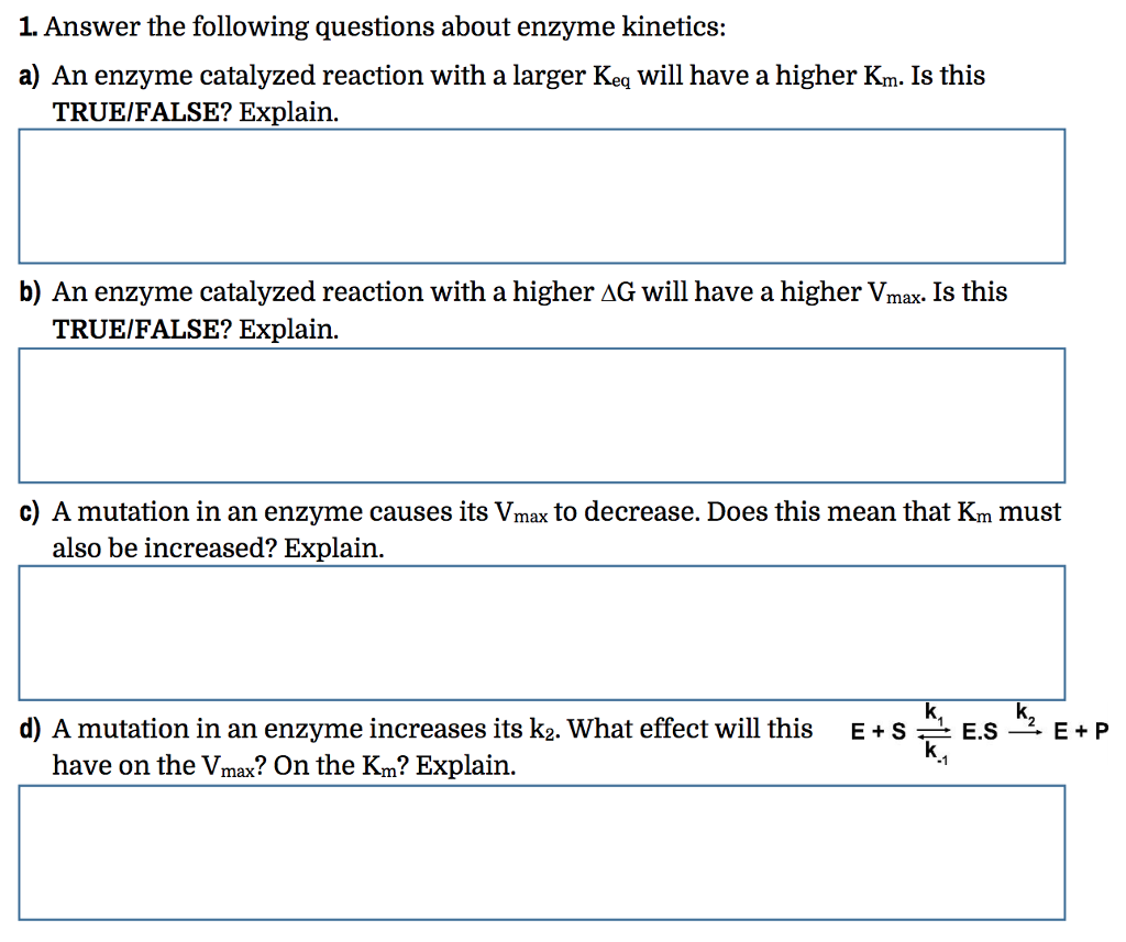 Solved 1. Answer the following questions about enzyme | Chegg.com