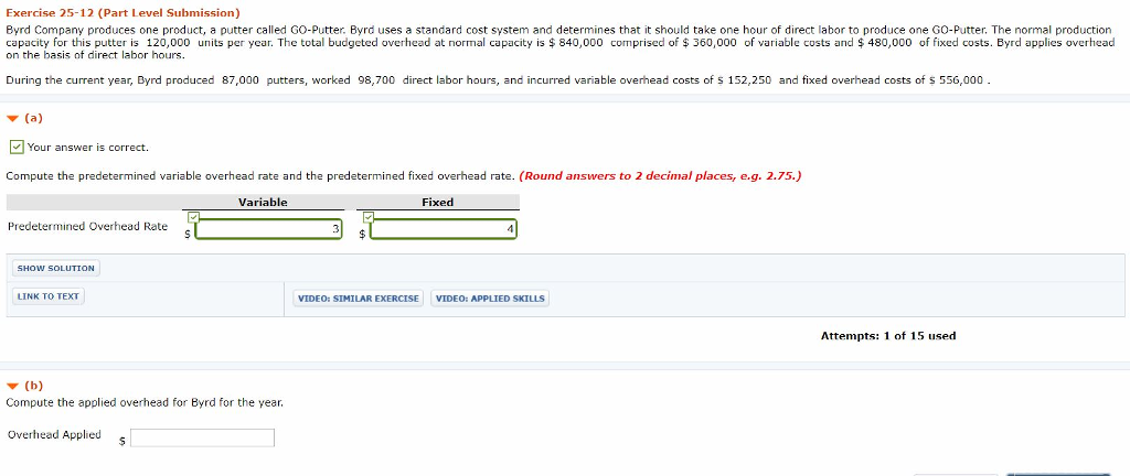 Solved Exercise 25-12 (Part Level Submission) Byrd Company | Chegg.com