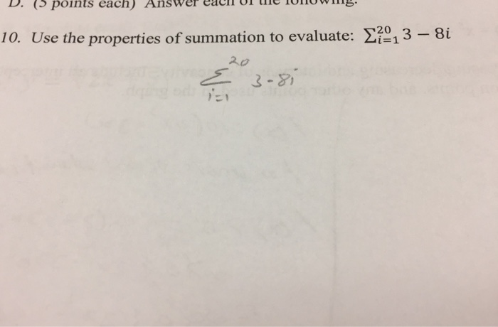 Solved Use the properties of summation to evaluate: | Chegg.com
