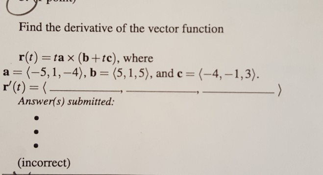 Solved Find the derivative of the vector function r(t) = ta | Chegg.com