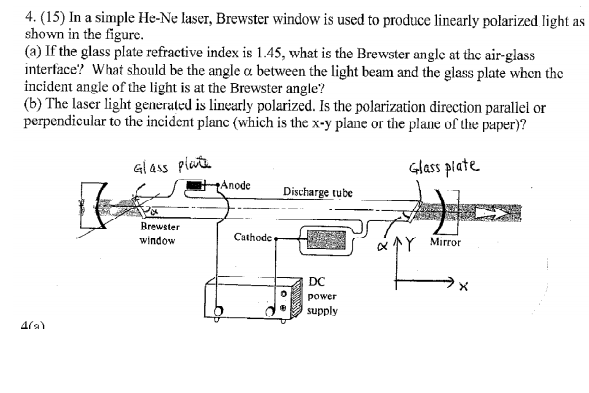 Solved In a simple He - Ne laser, Brewster window is used to | Chegg.com