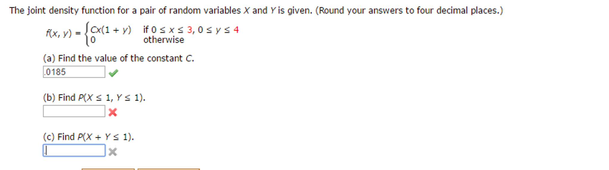 Solved The joint density function for a pair of random | Chegg.com