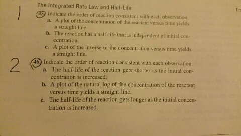 Solved The Integrated Rate Law and Half-Life Indicate the | Chegg.com