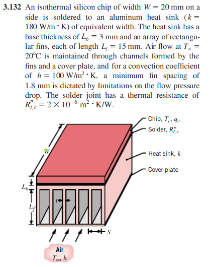 Solved 3.132 An isothermal silicon chip of width W 20 mm on | Chegg.com
