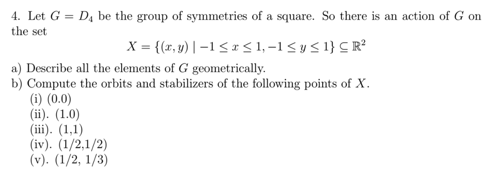 Solved Let G = D_4 be the group of symmetries of a square. | Chegg.com